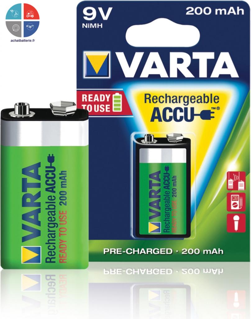 ACCUS VARTA NIMH 9V/200mah 6LR61 X 1 PILES RECHARGEABLES