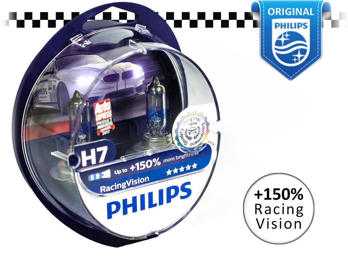 Lot de 2 Ampoules H7 Philips Racing 12V 55W +150% de luminosité